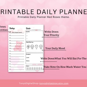 Printable Daily Planner Valentine's Day Theme Version-3 - Etsy