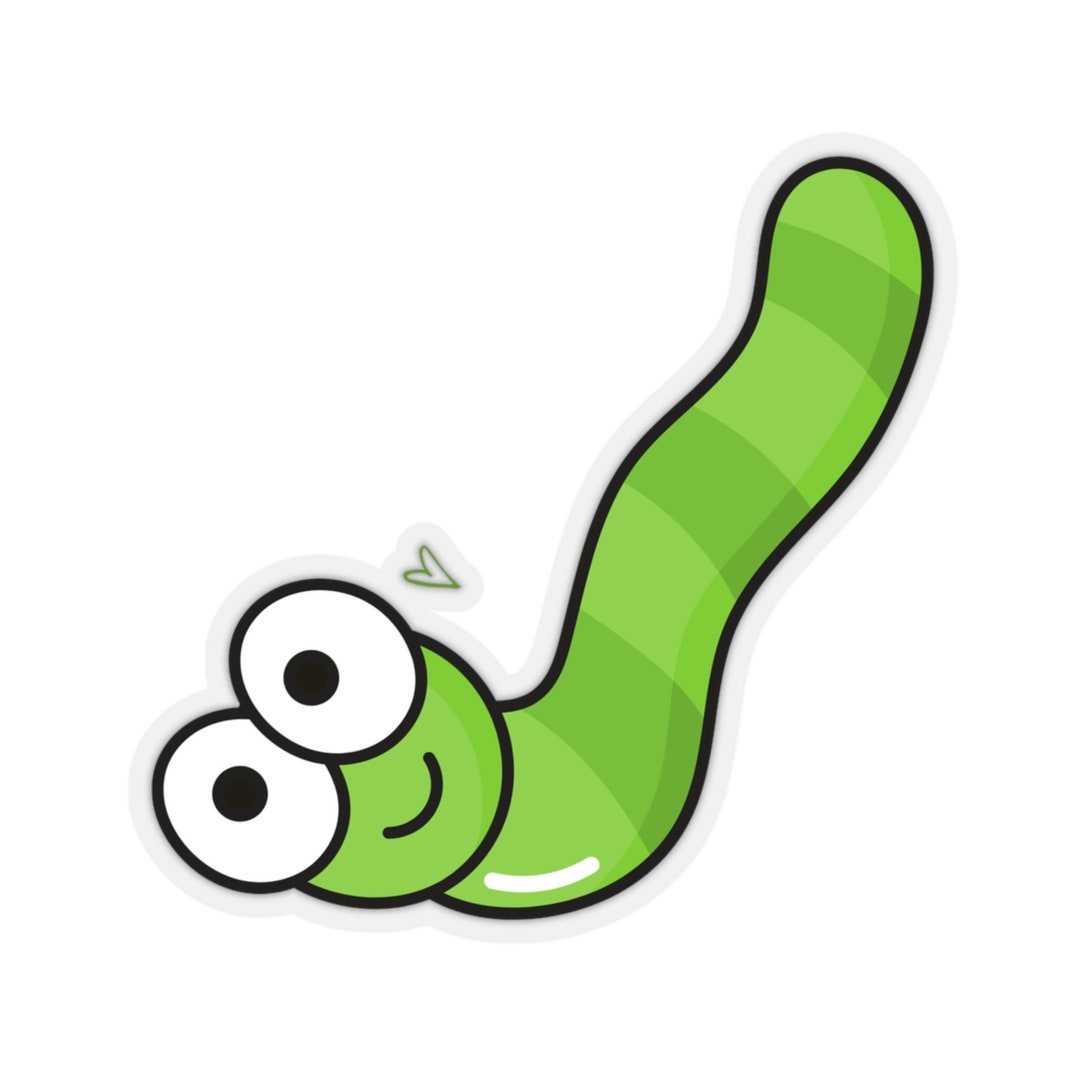 Wormy the Wide-eyed Worm Animal Lovers Children's Sticker for Notebooks ...