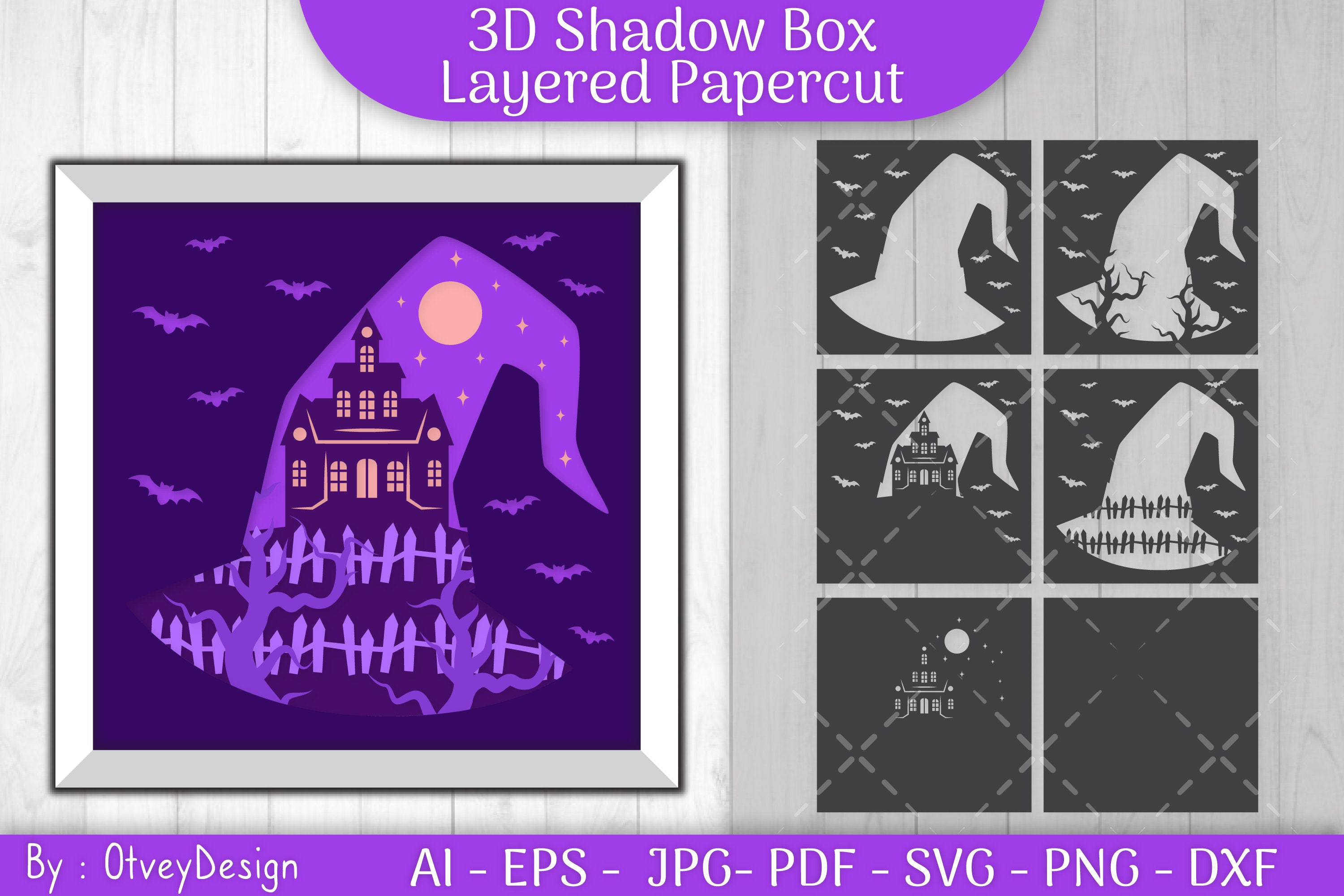 3D Halloween Scene Inside Shadow Box BUNDLES - Etsy