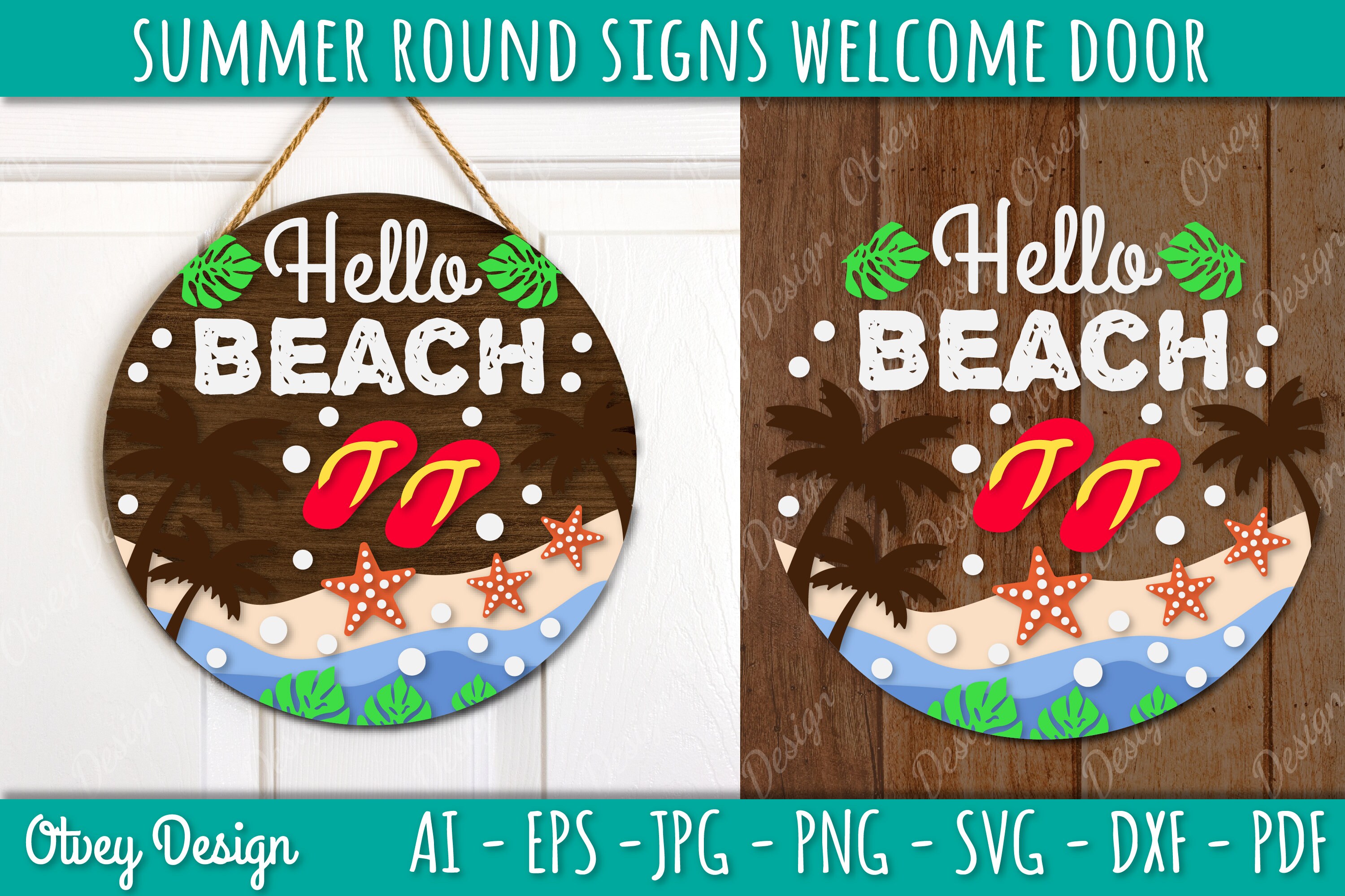 Summer Welcome Door Hangers SVG Summer Round Signs SVG - Etsy