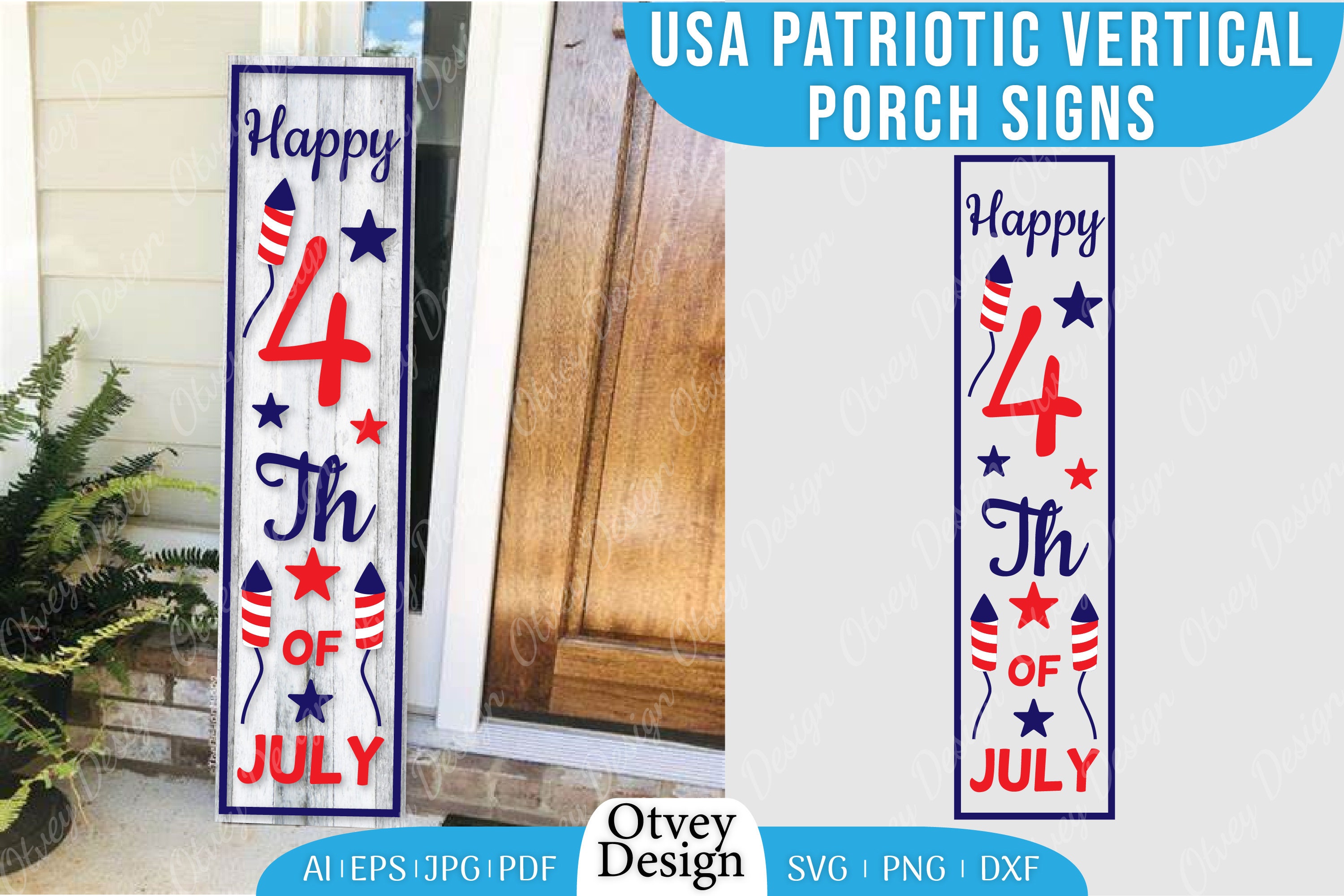 USA Patriotic Vertical Porch Signs SVG - Etsy