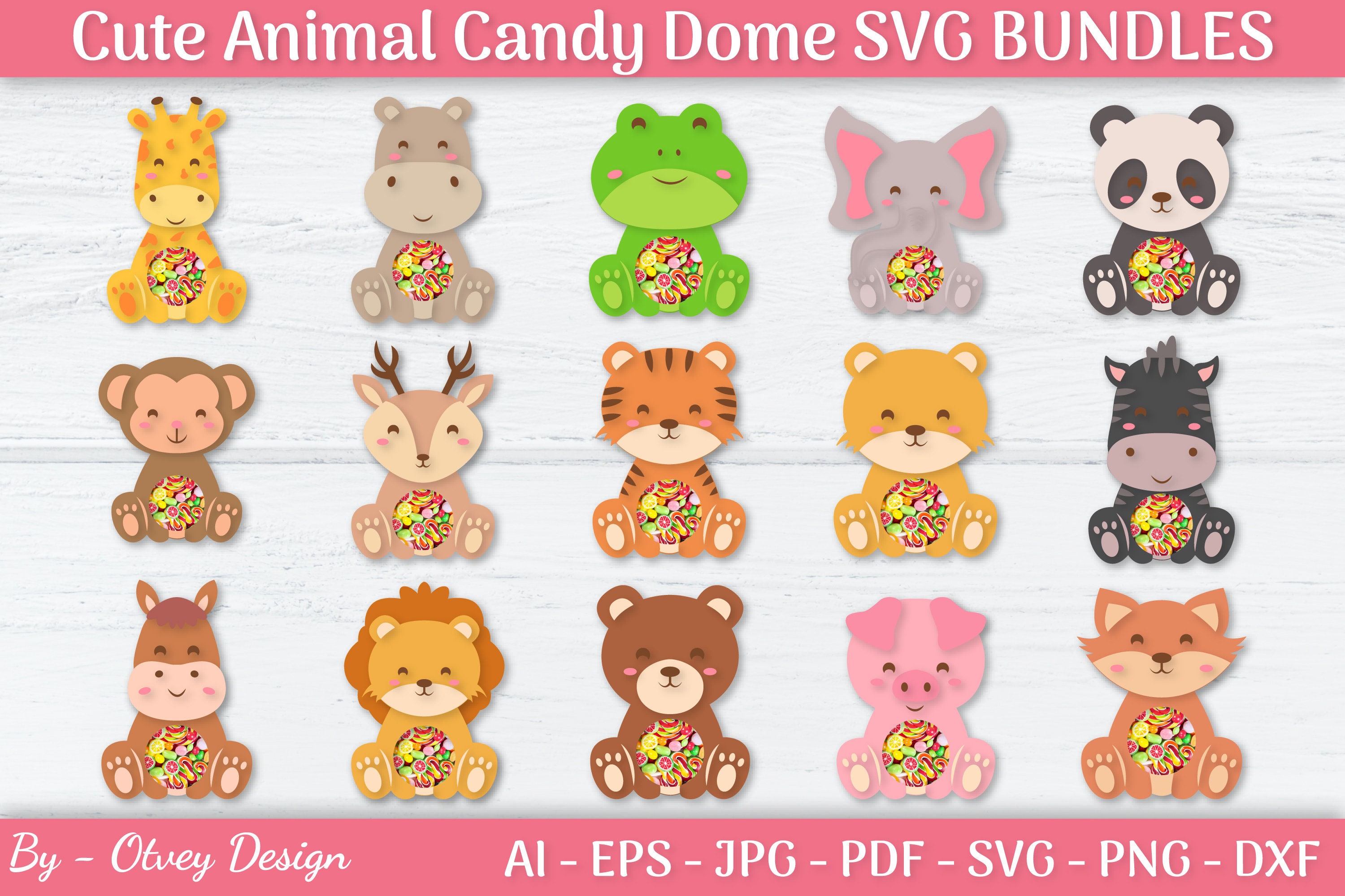 Cute Animal Candy Dome Holder SVG Bundle - Etsy