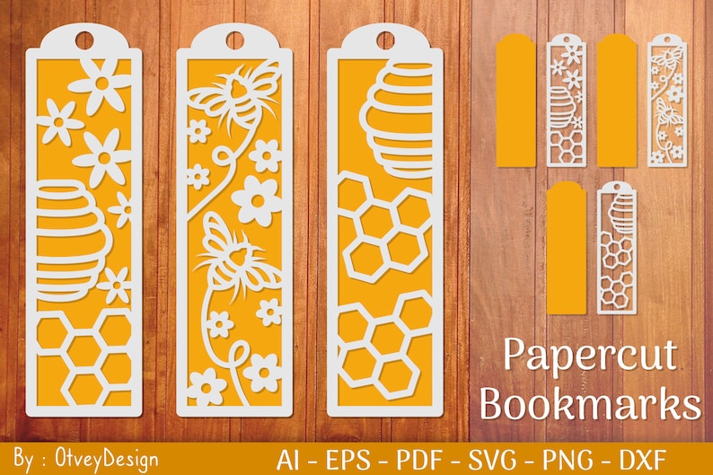 Bee Bookmarks Paper Cut | Bookmark Honey Cricut - Etsy