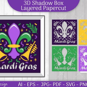 Mardi Gras 3D Shadow Box Papercut SVG - Etsy