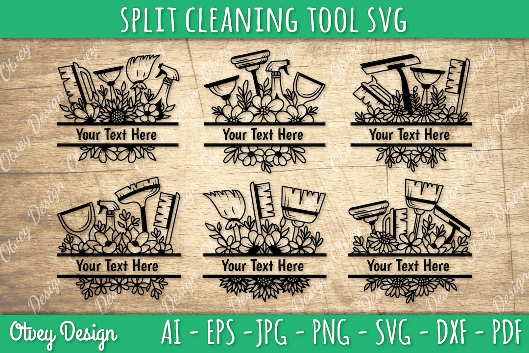 Split Monogram Cleaning Tool SVG BUNDLE - Etsy