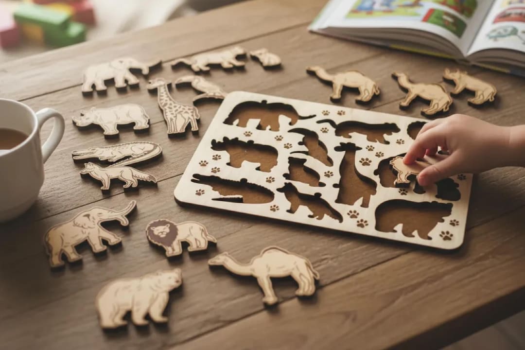 Kids Animals Puzzle Laser Cut SVG | Wooden Montessori Animal - Etsy