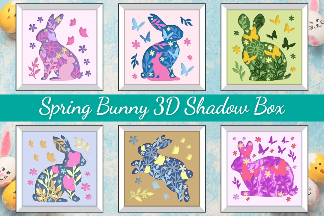 Spring Bunny 3D Shadow Box | Happy Easter Layered BUNDLE - Etsy