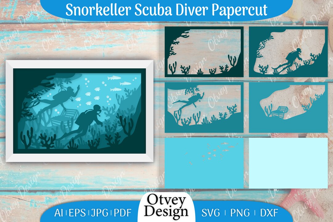 Snorkeller Scuba Diver Papercut Scuba Diver 3D Shadowbox - Etsy