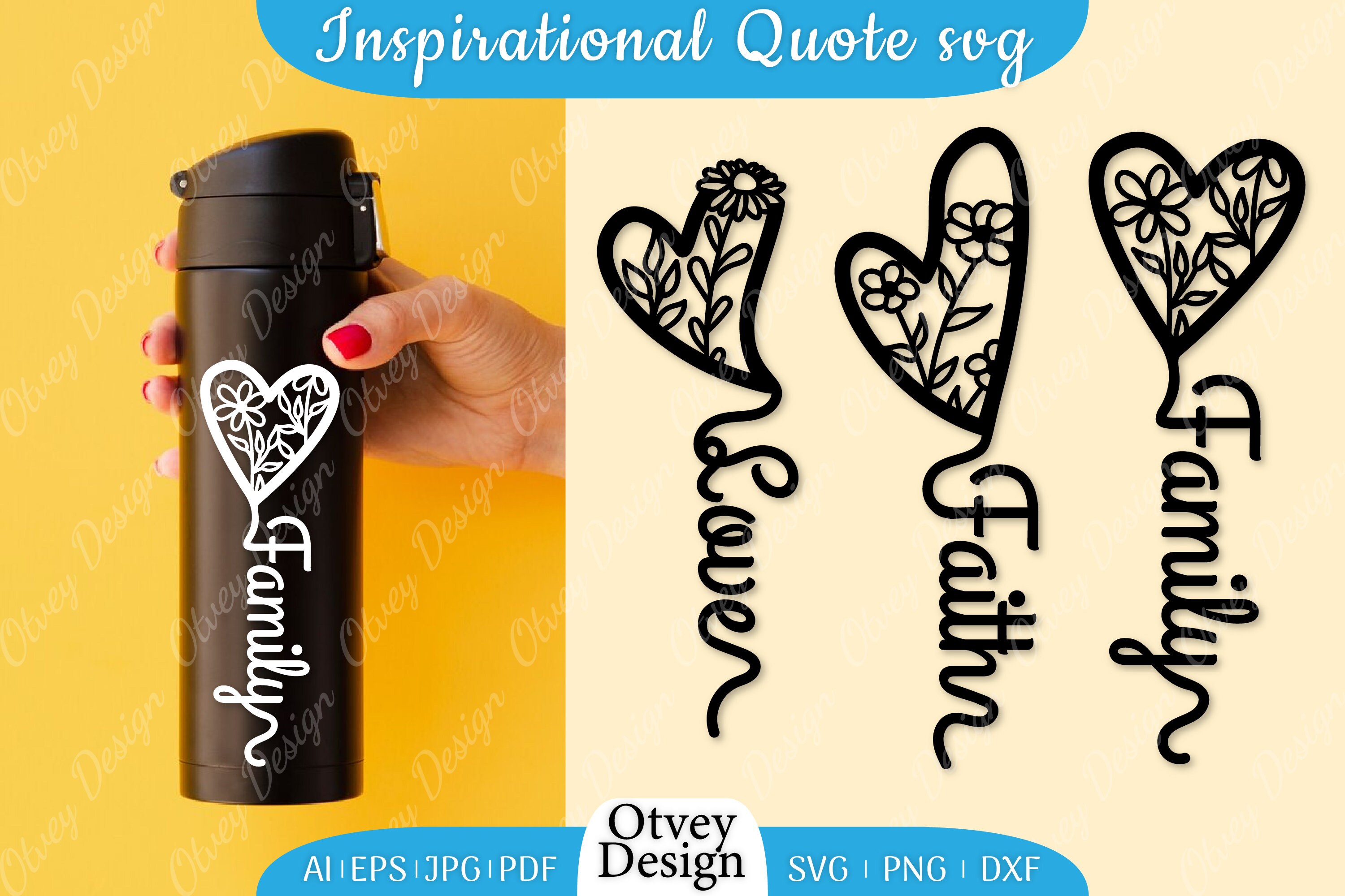 Inspirational Quote SVG Floral Hearts SVG SET - Etsy