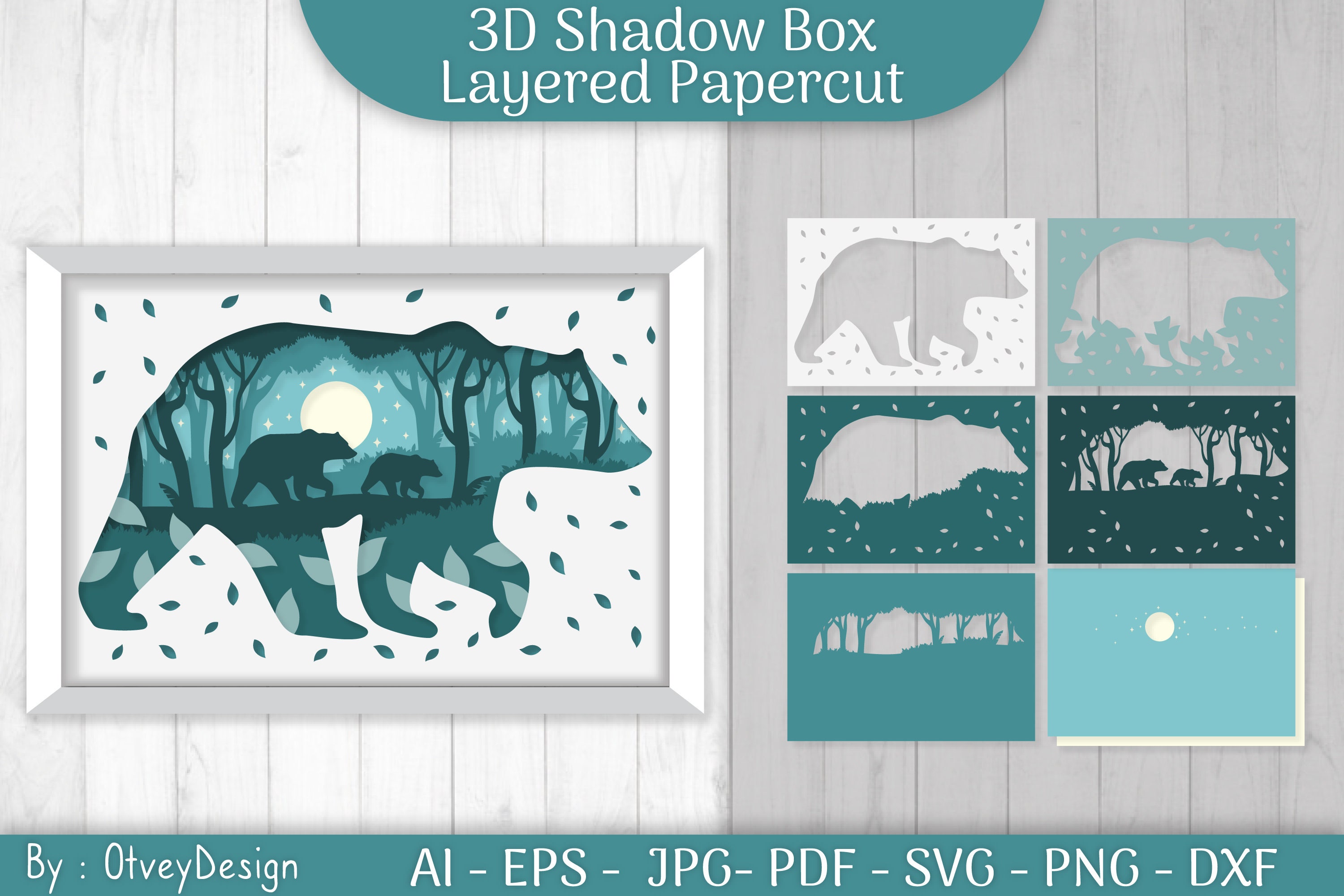 Bear 3D Shadow Box Layered Papercut - Etsy