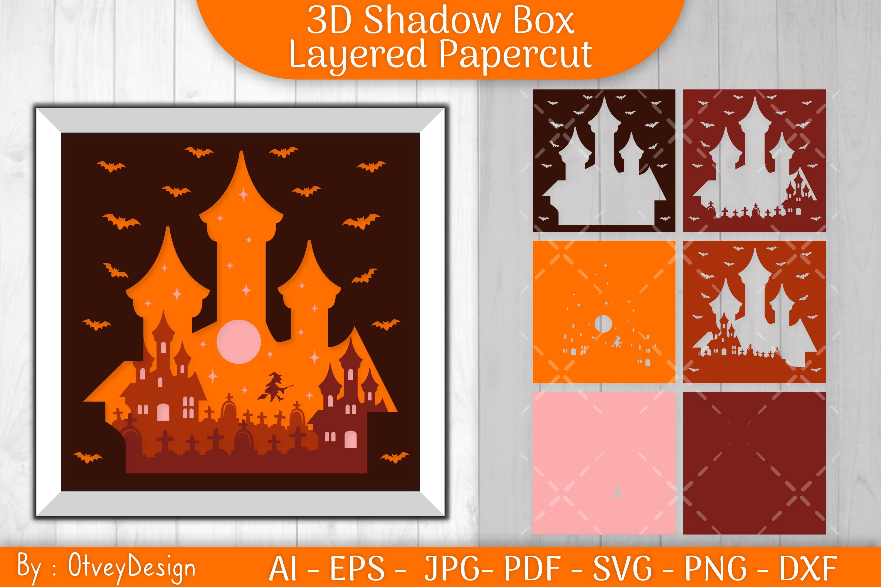 3D Halloween Scene Inside Shadow Box BUNDLES - Etsy