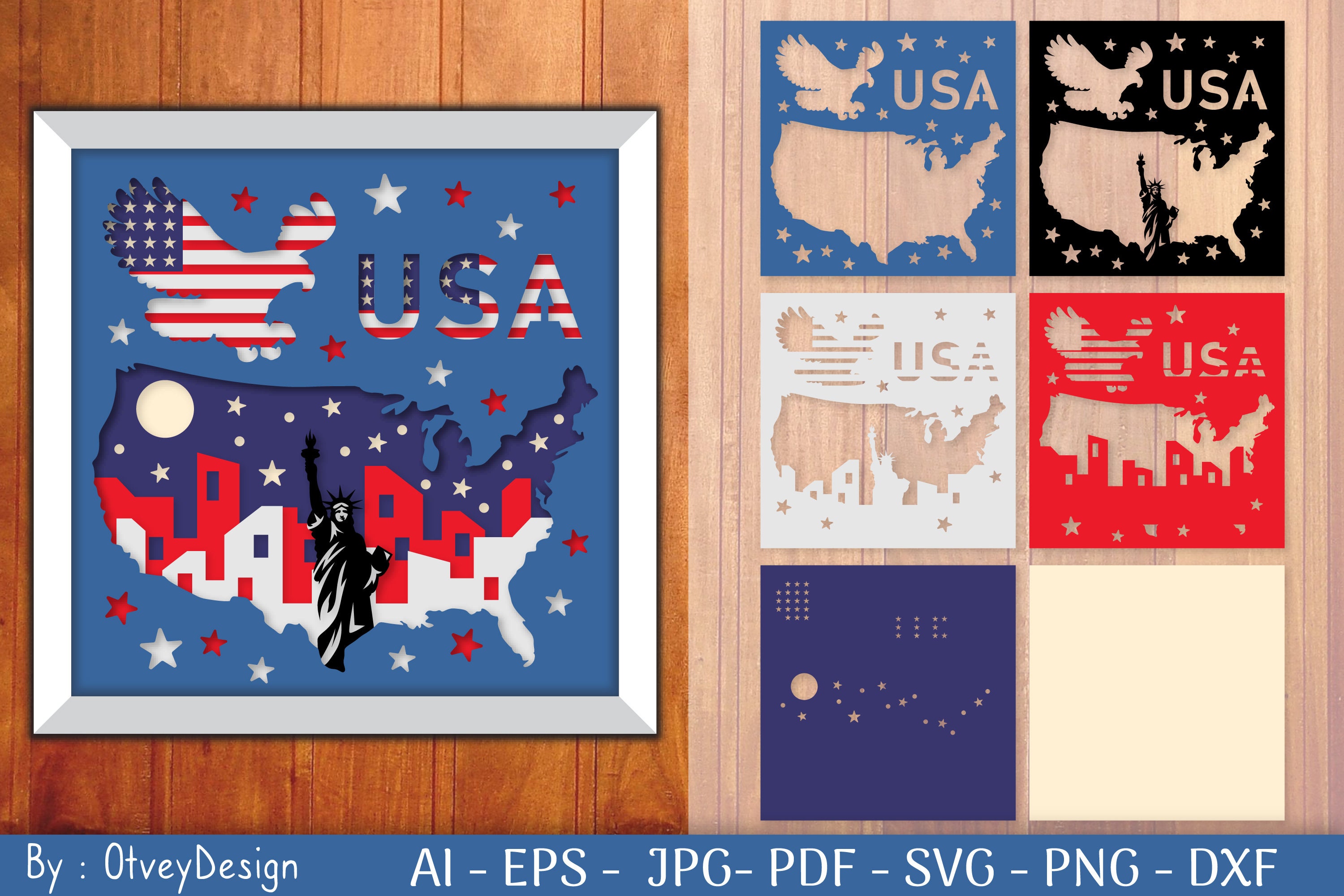 Patriotic USA Shadow Box Layered Papercut | Bundles 6 Design - Etsy