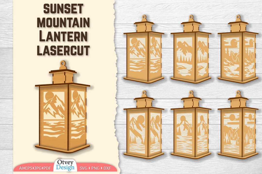 Sunset Mountain Lanterns Lasercut BUNDLES 12 DESIGNS - Etsy