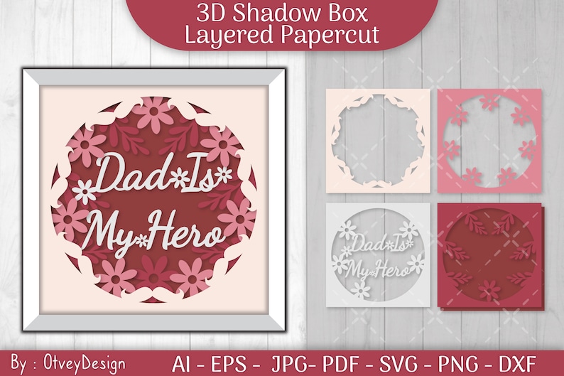 Happy Father's Day 3D Shadowbox Layered Papercut Bundles SVG - Etsy