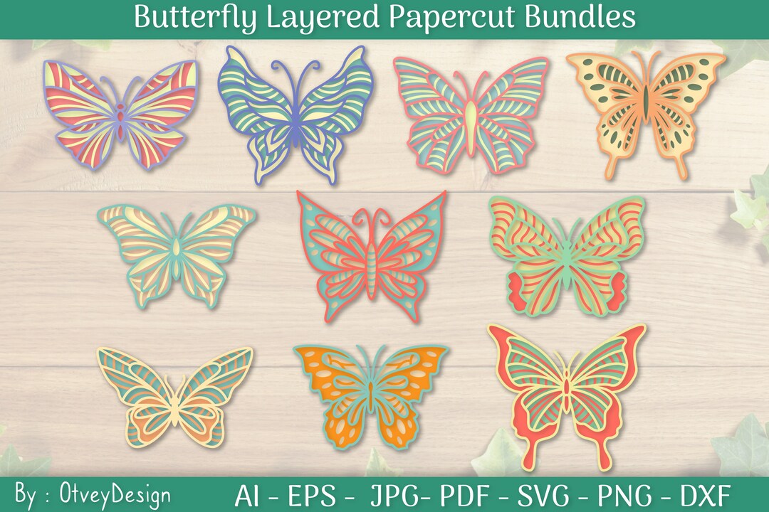 Layered Papercut Butterfly | 3D Butterfly SVG - Etsy