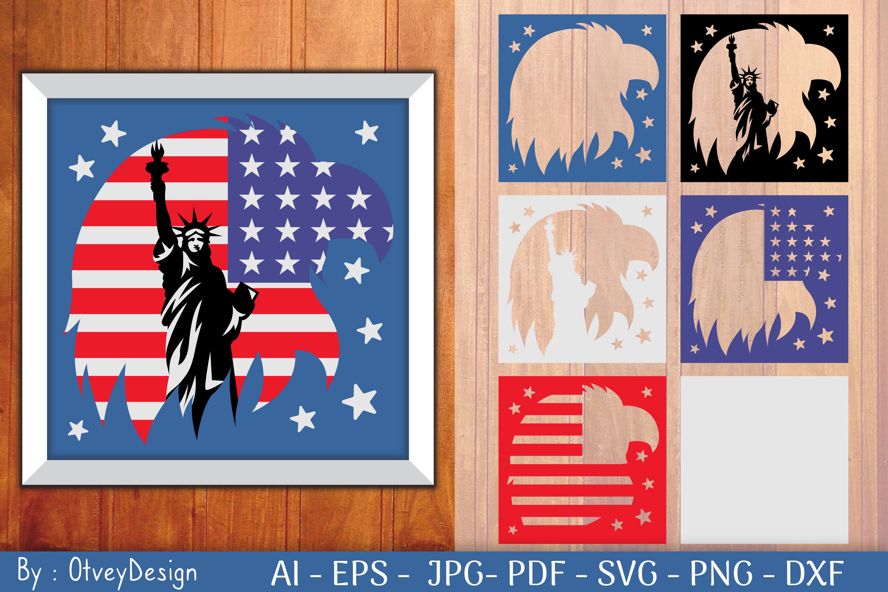 Patriotic USA Shadow Box Layered Papercut | Bundles 6 Design - Etsy