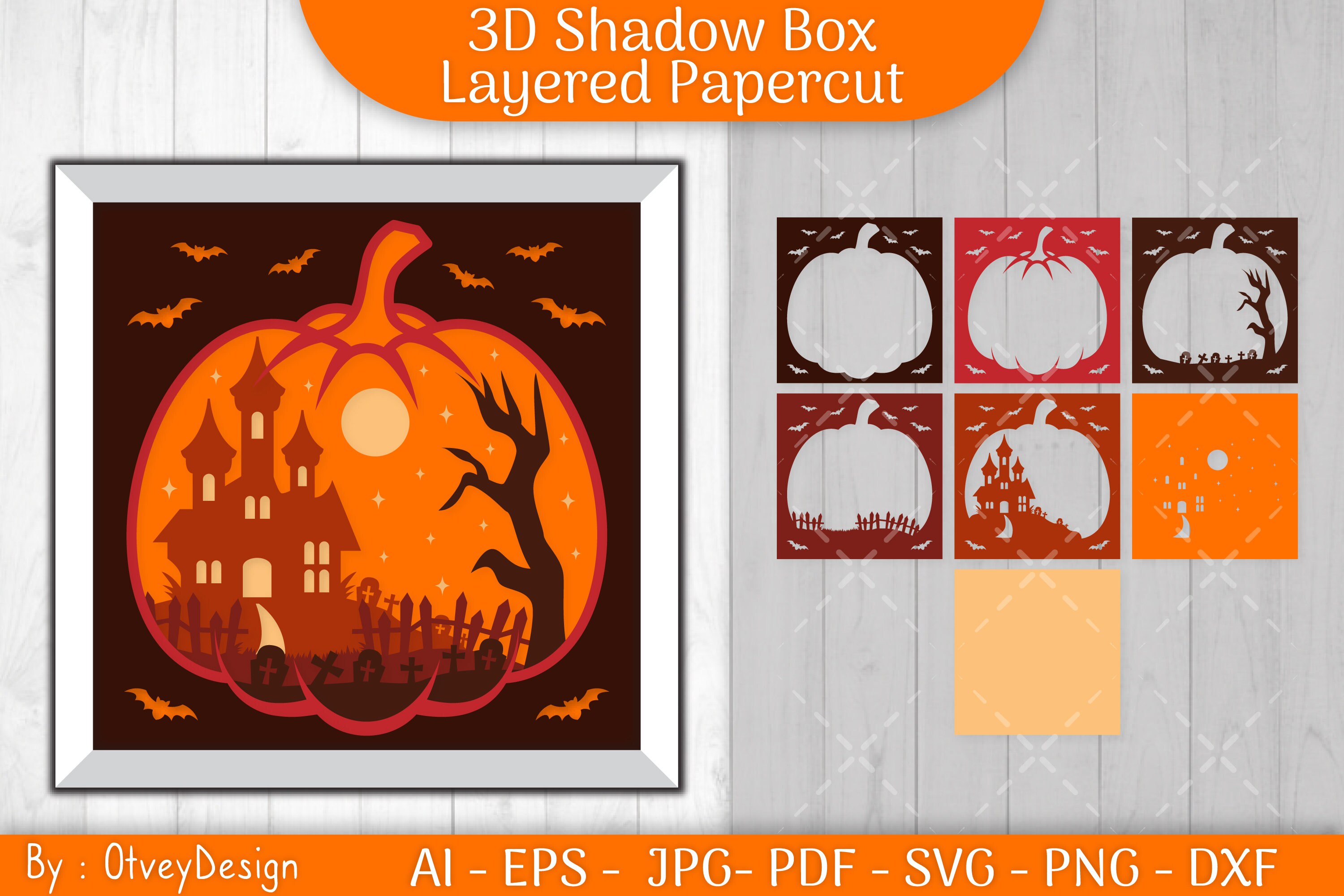 3D Halloween Scene Inside Shadow Box BUNDLES - Etsy