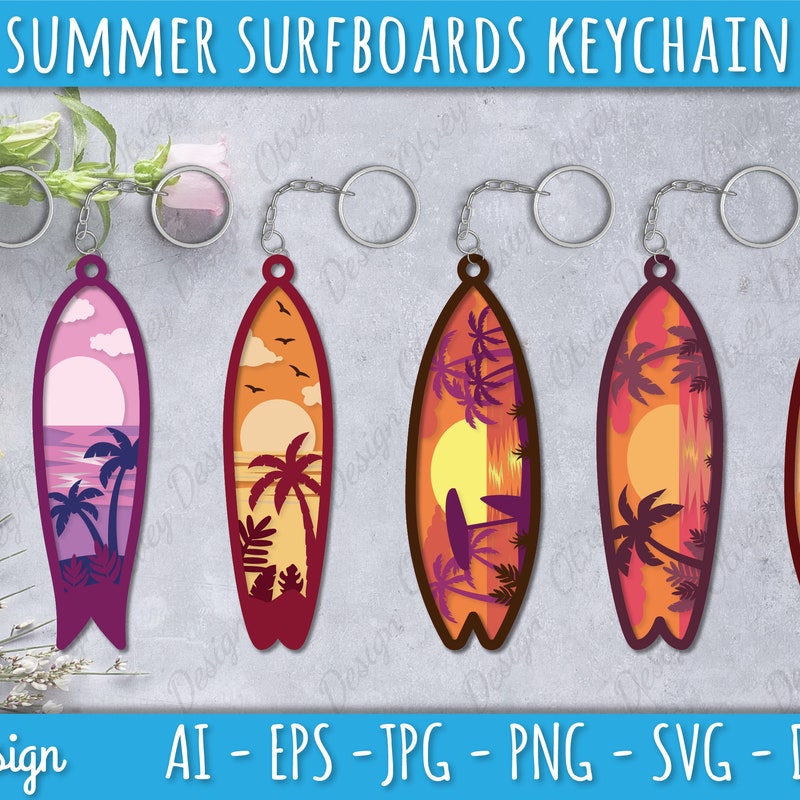 Surfboard Keychain - Etsy