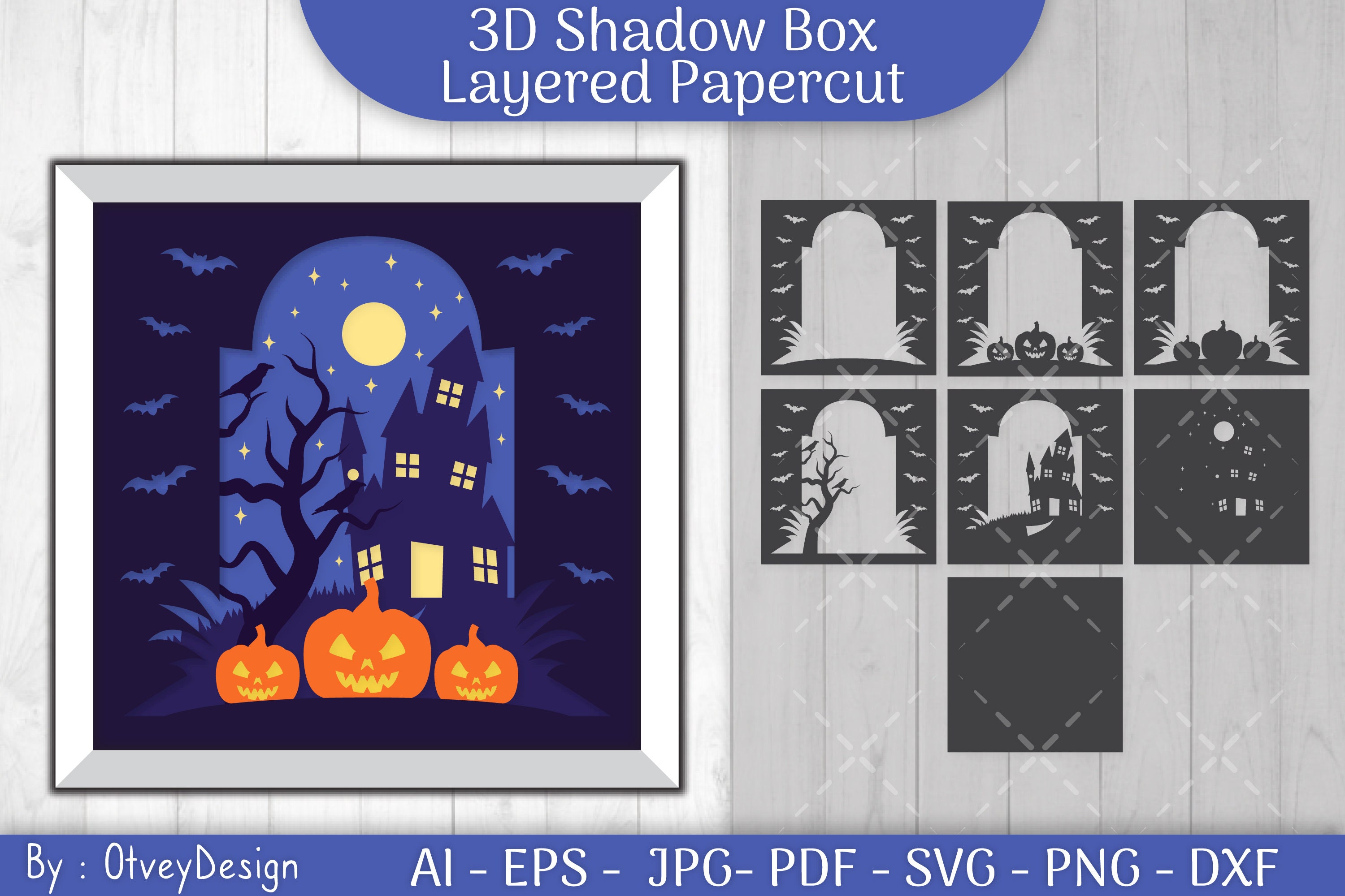 3D Halloween Scene Inside Shadow Box BUNDLES - Etsy