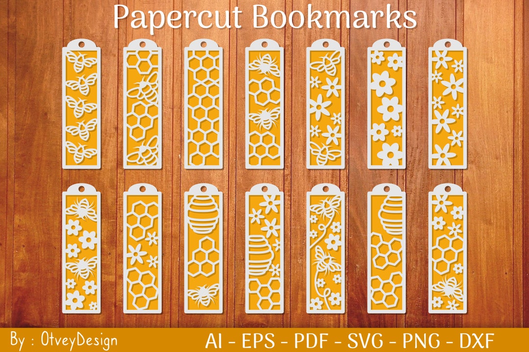 Bee Bookmarks Paper Cut | Bookmark Honey Cricut - Etsy