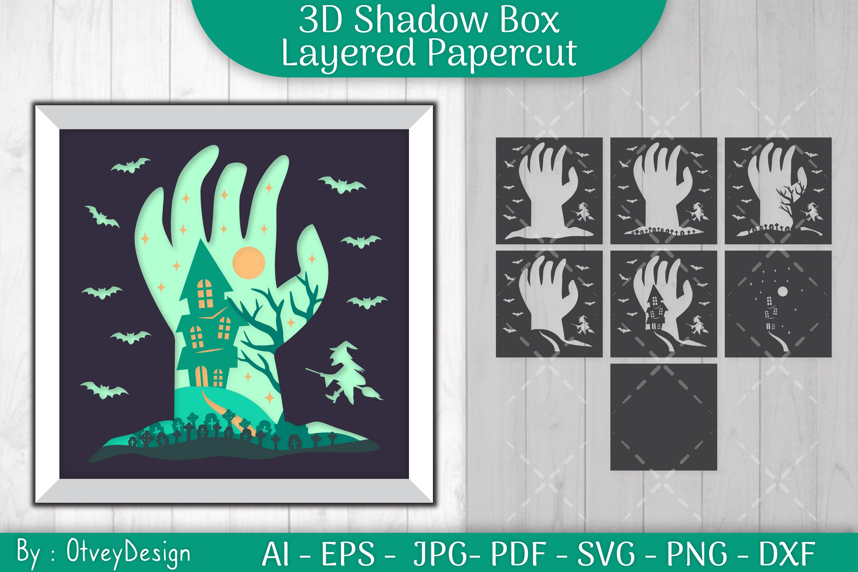 3D Halloween Scene Inside Shadow Box BUNDLES - Etsy