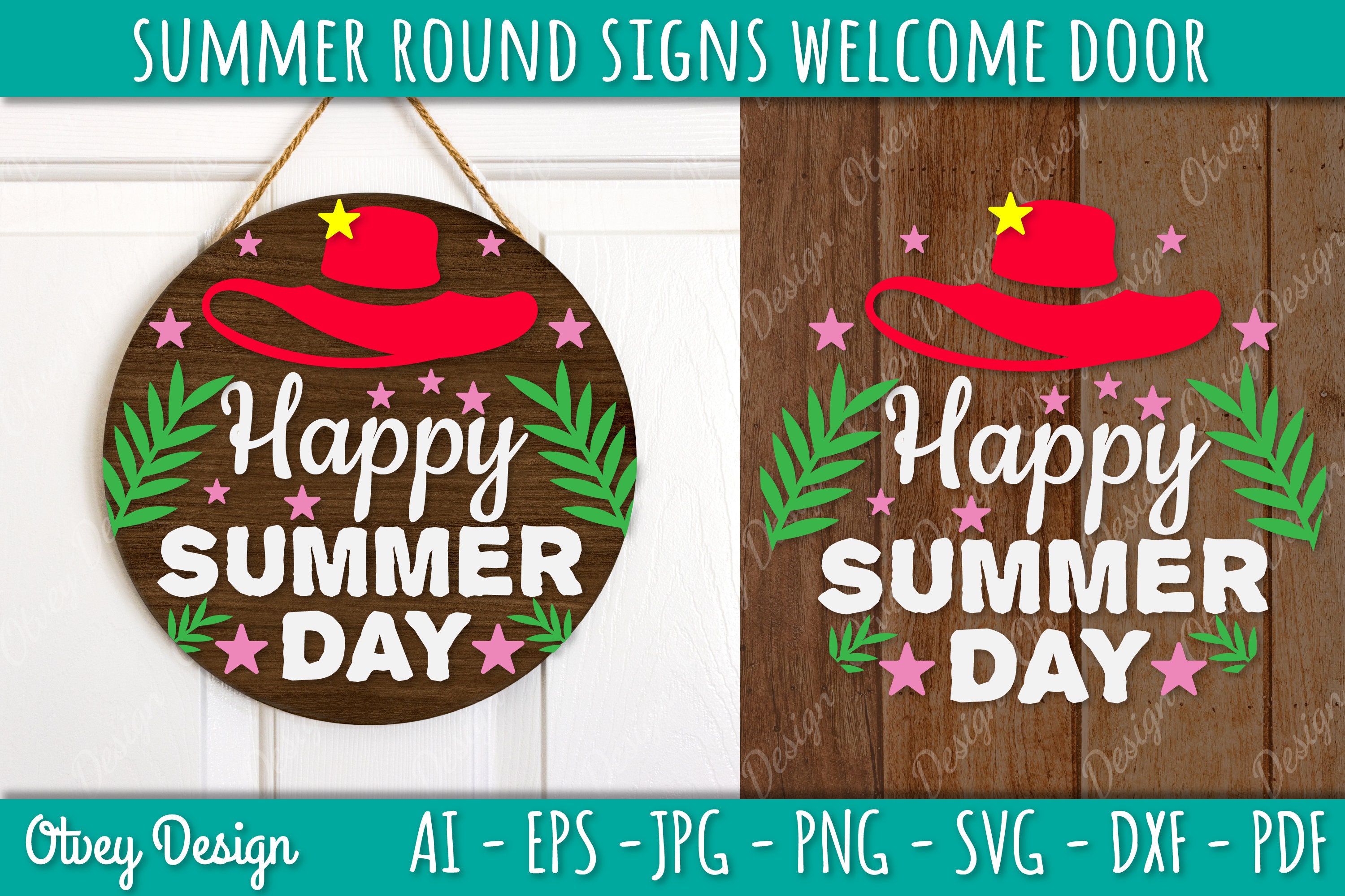 Summer Welcome Door Hangers SVG Summer Round Signs SVG - Etsy