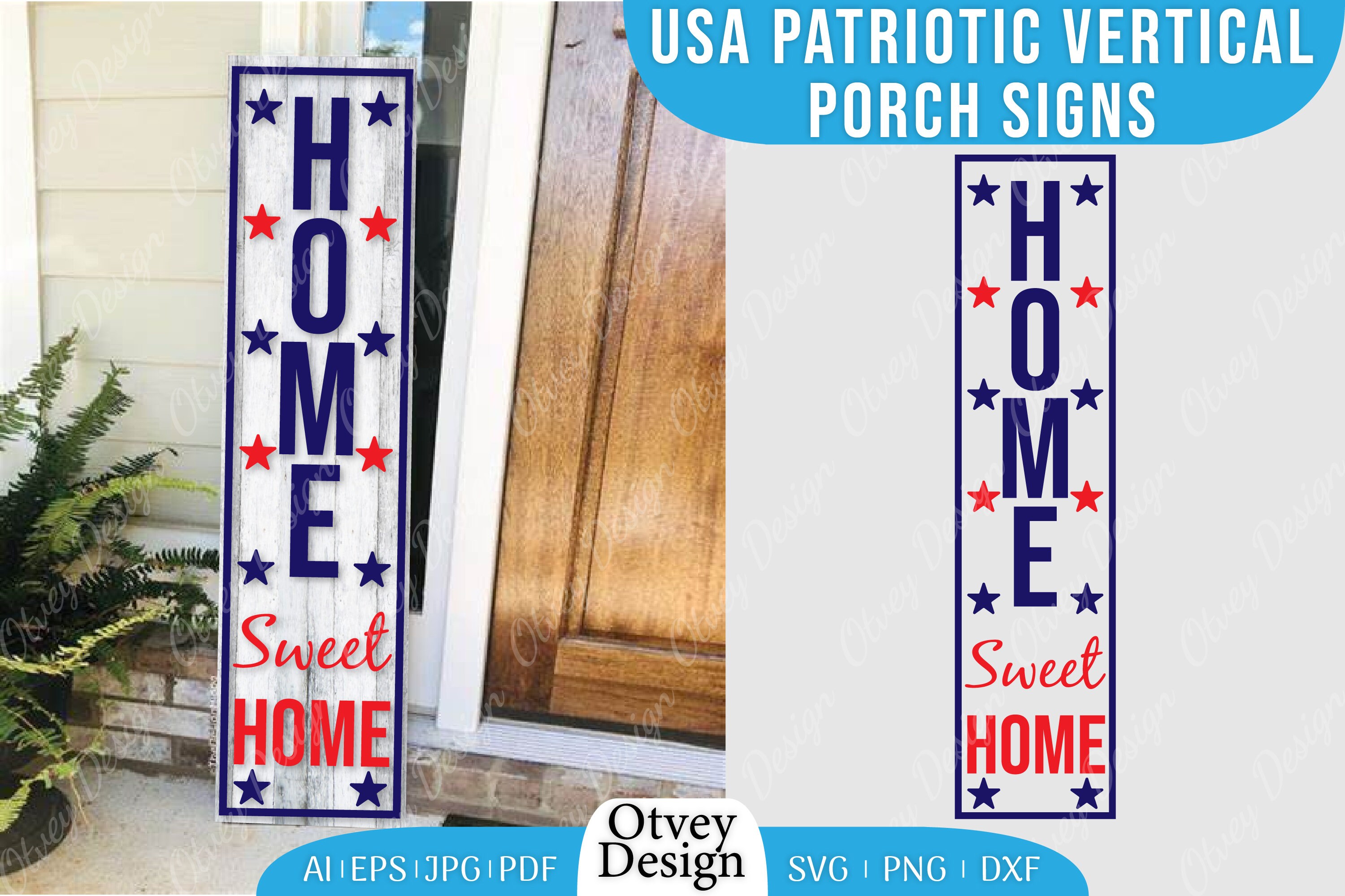USA Patriotic Vertical Porch Signs SVG - Etsy