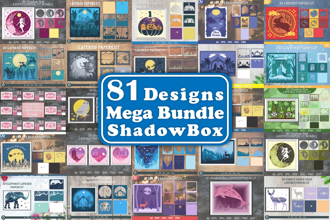 Mega Bundle Shadow Box: 81 Layered Papercut Designs (digital Download ...