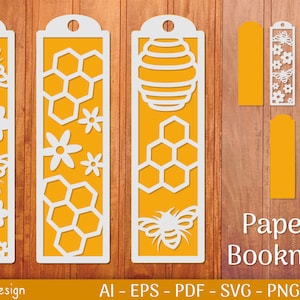 Bee Bookmarks Paper Cut | Bookmark Honey Cricut - Etsy