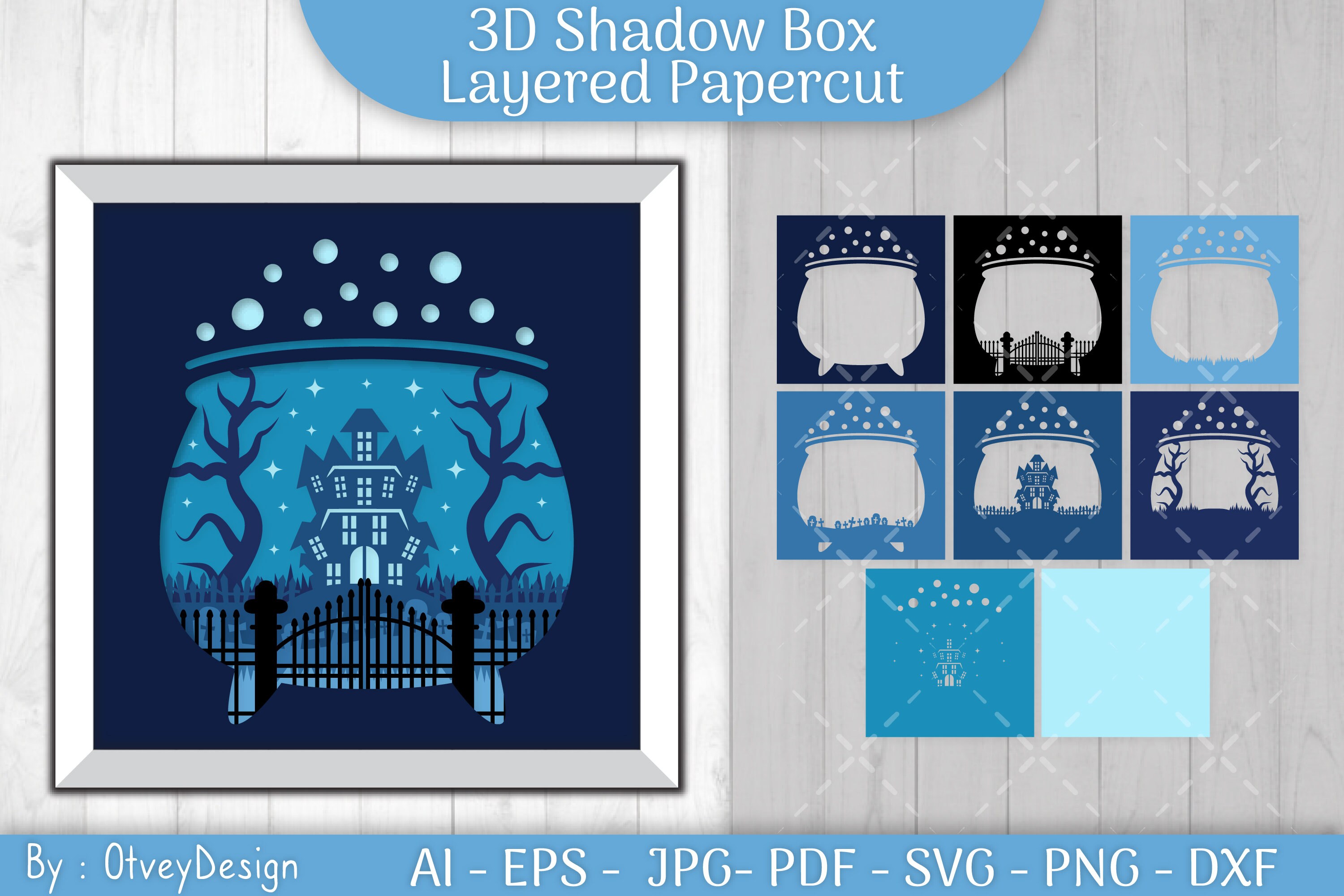 3D Halloween Scene Inside Shadow Box BUNDLES - Etsy