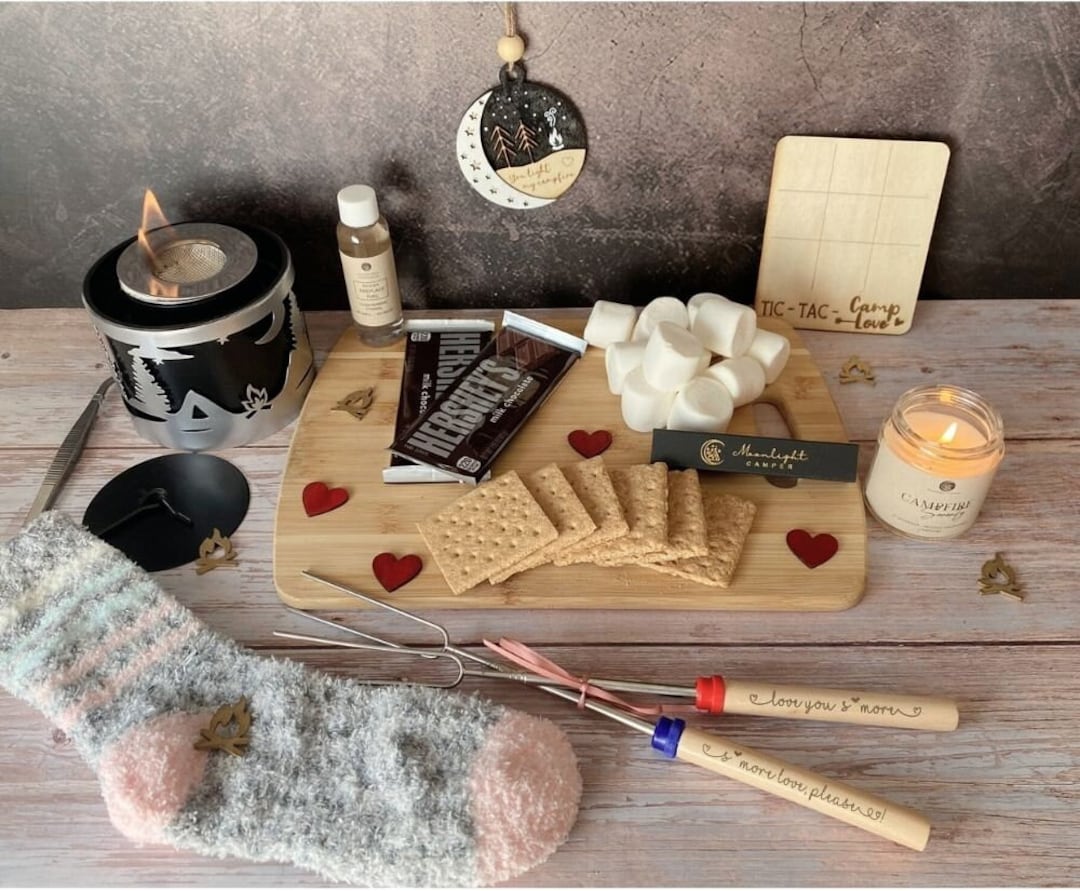 Valentines S'mores Date Kit, Marshmallow Skewers, Mini Fire Pit, Date ...