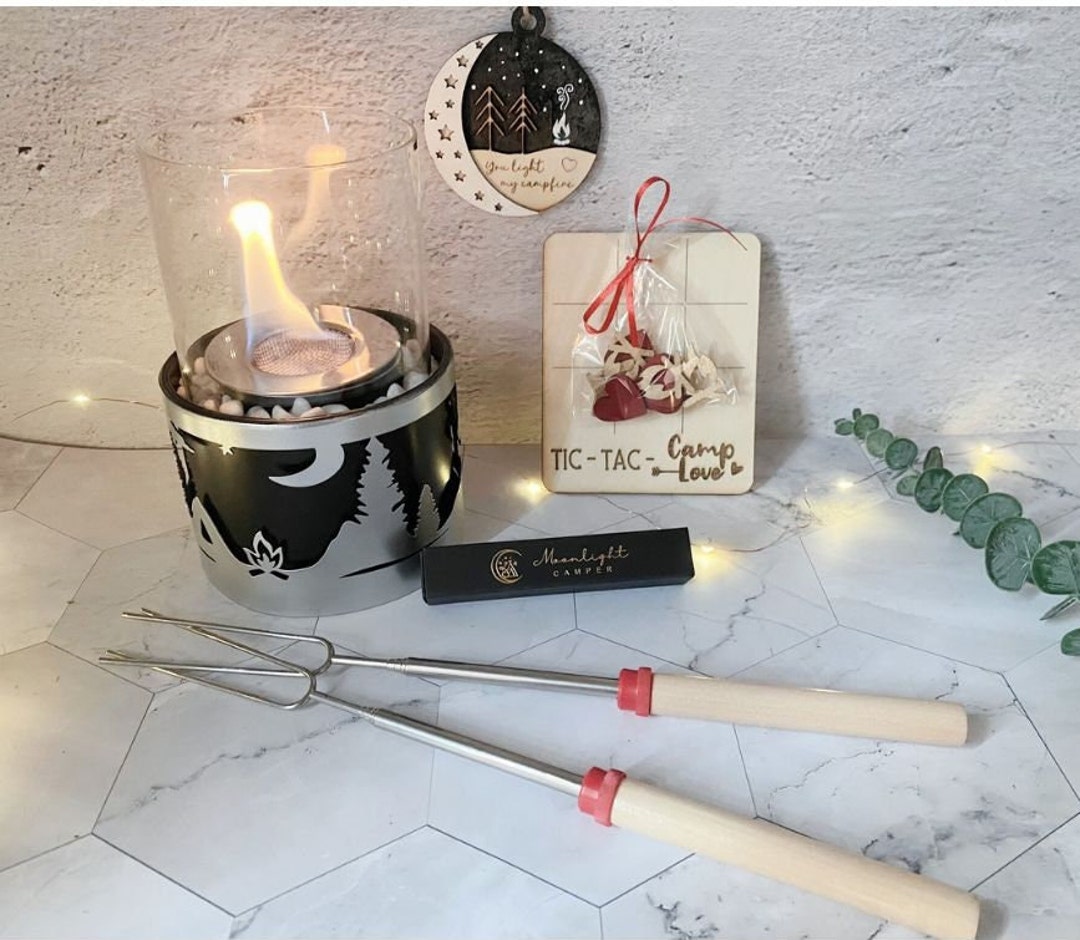 Campfire Roasting Sticks and Game Gift Set, Matches Fire Pit Fuel and ...