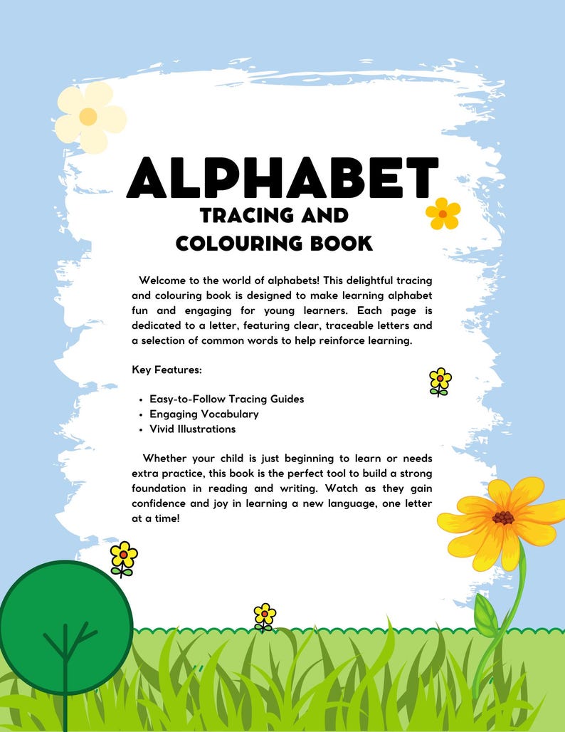 Alphabet Tracing and Colouring Worksheet for Toddler, Pre-school and ...