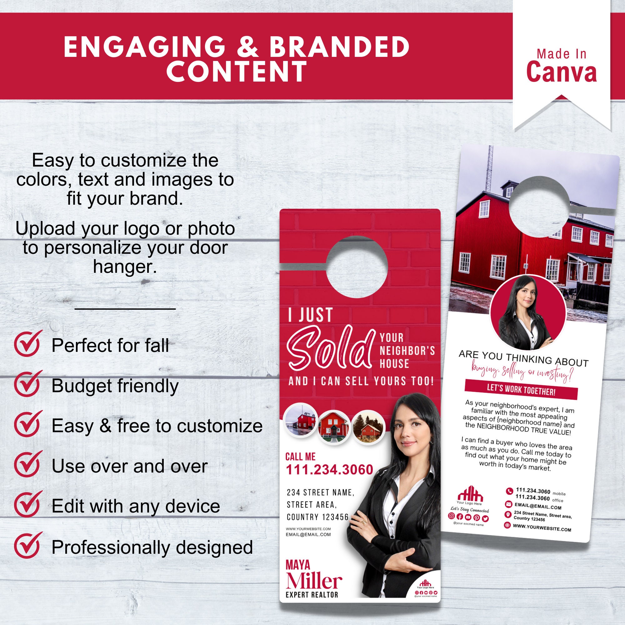 Real Estate Door Hanger, Realtor Door Hanger, Door Tags, Real Estate ...