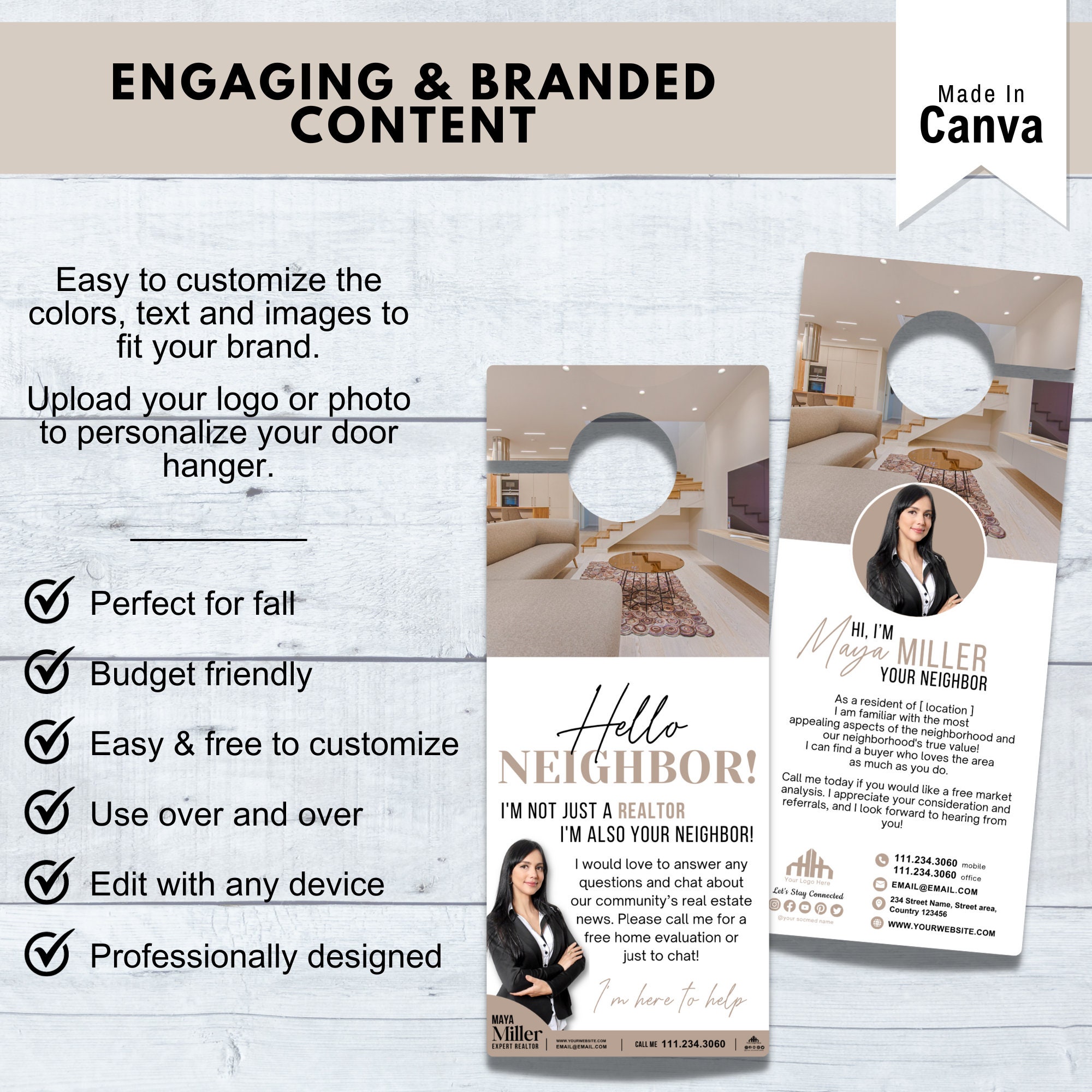 Real Estate Door Hangers Canva, Realtor Door Hangers, Realtor Door ...