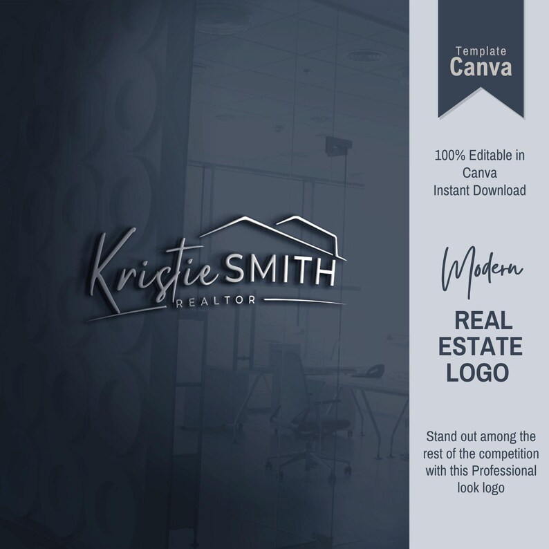 Real Estate Logo Canva Template, Modern Realtor Branding, Editable ...