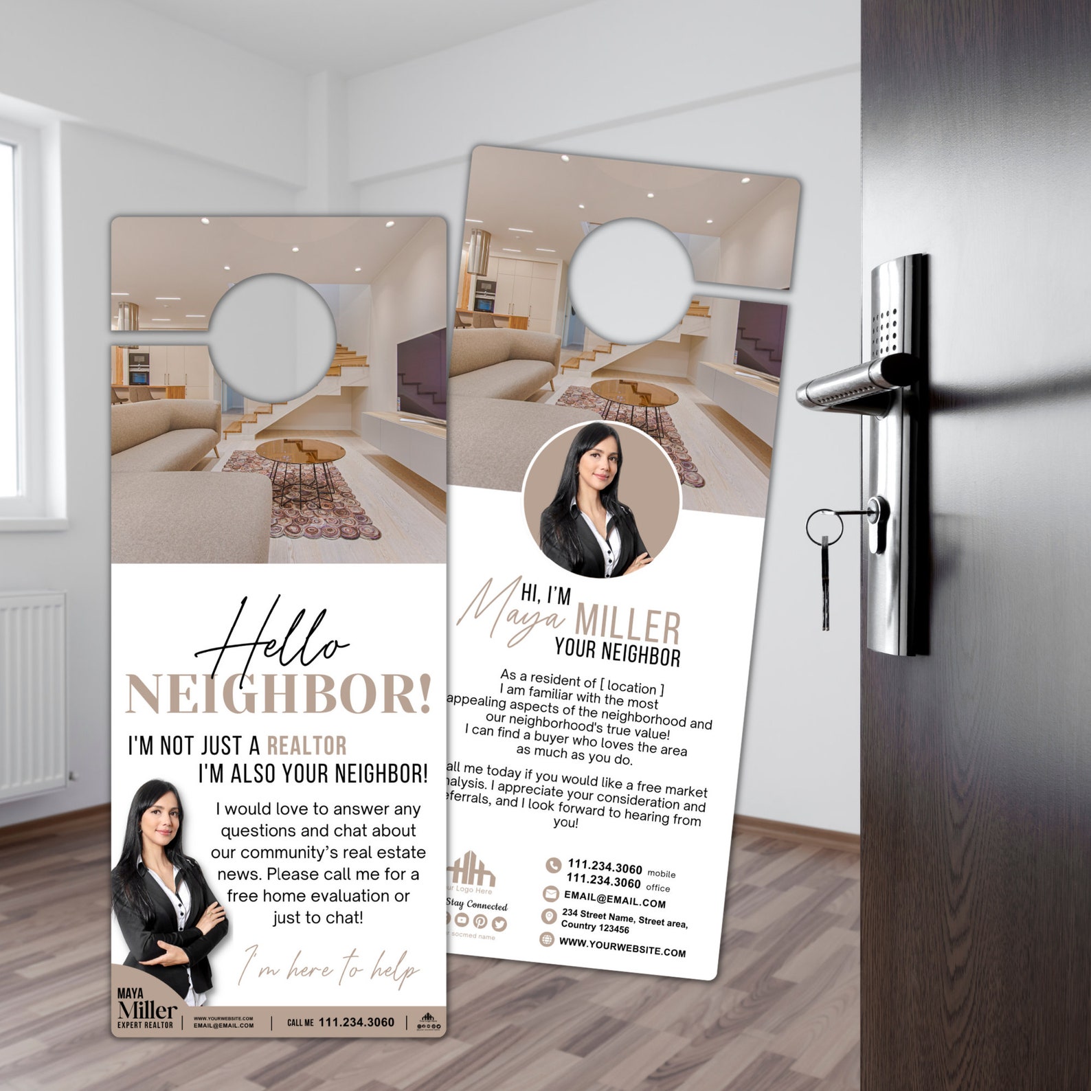 Real Estate Door Hangers Canva, Realtor Door Hangers, Realtor Door ...