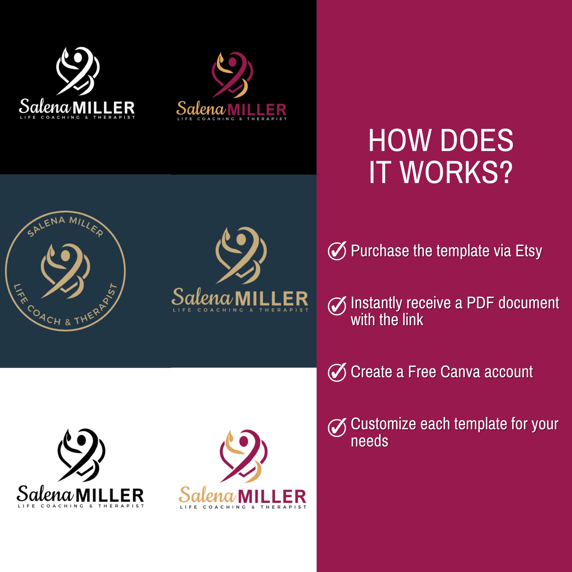 Life Coaching Logo Life Coach Logo DIY Therapist Logo Editable Logo DIY ...