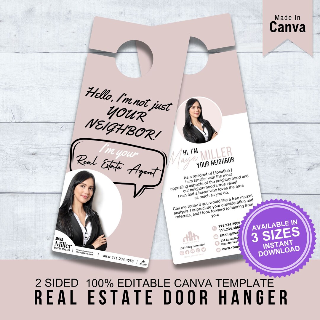 Real Estate Door Hanger, Door Tags, Real Estate Farming, Realtor Door ...