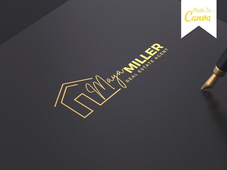 Real Estate Logo Design Realtor Logo Gold Real Estate Agent - Etsy