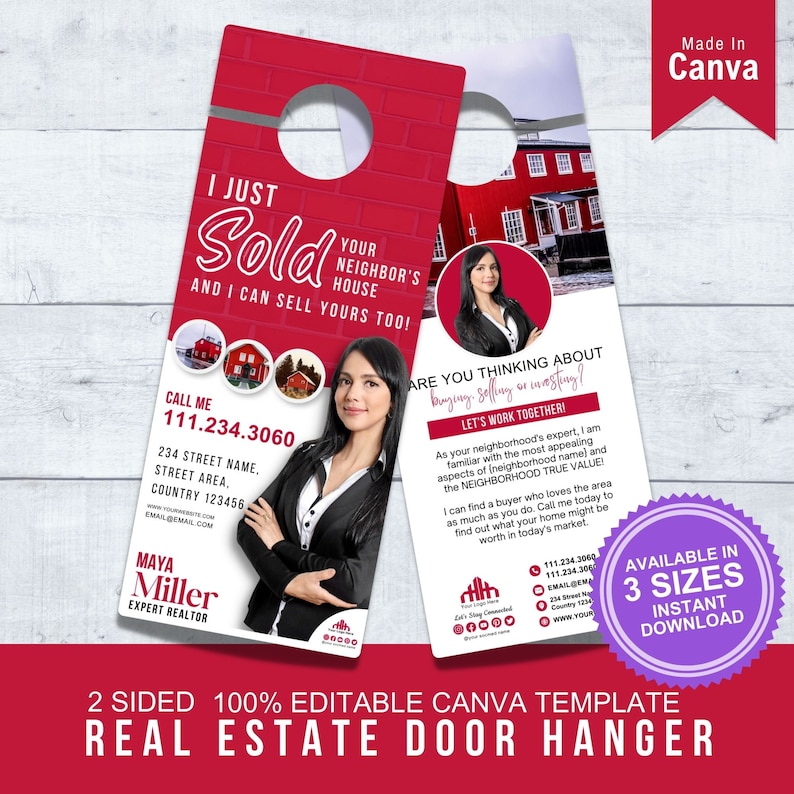 Real Estate Door Hanger, Realtor Door Hanger, Door Tags, Real Estate ...