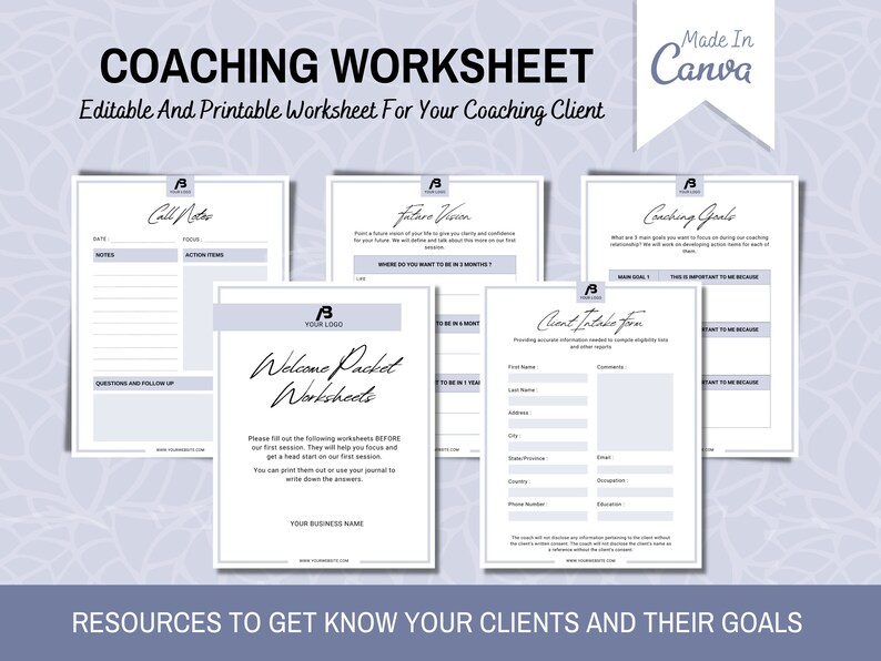 Client Coaching Intake Forms New Client Welcome Packet Forms Coaching ...
