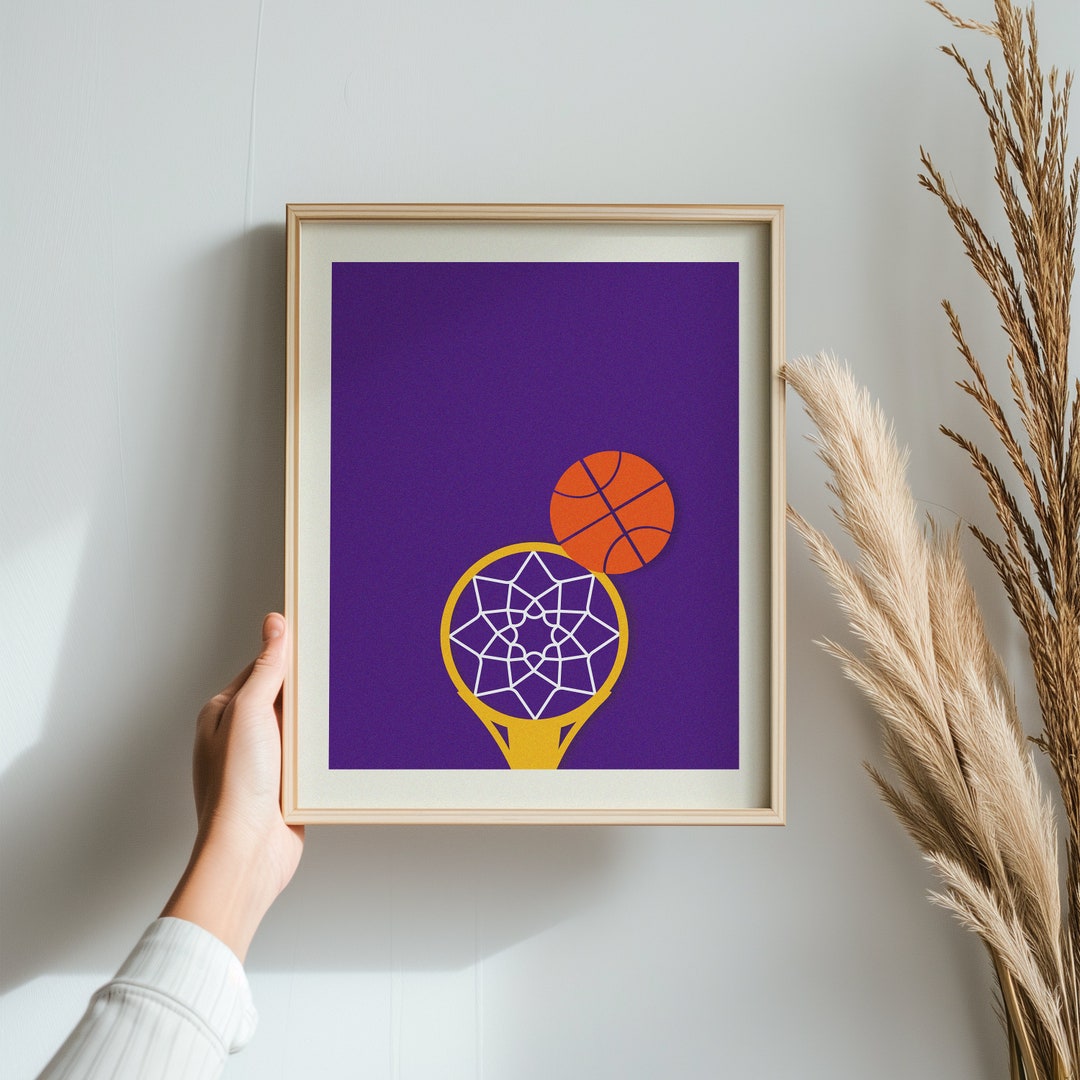 Basketball Vector Art Print Los Angeles Lakers Color Palette 4:5 Image ...