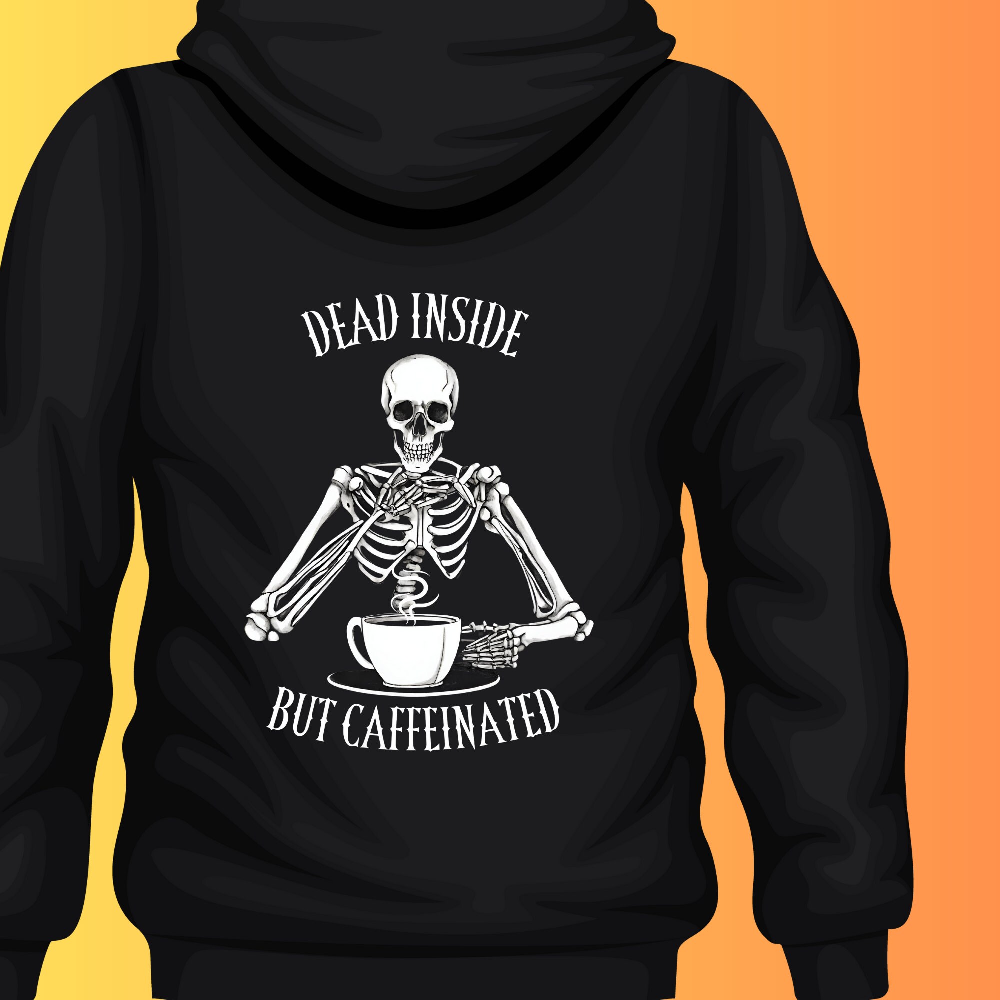 Dead Inside but Caffeinated Png Jpg SVG SKELETON Drinking - Etsy