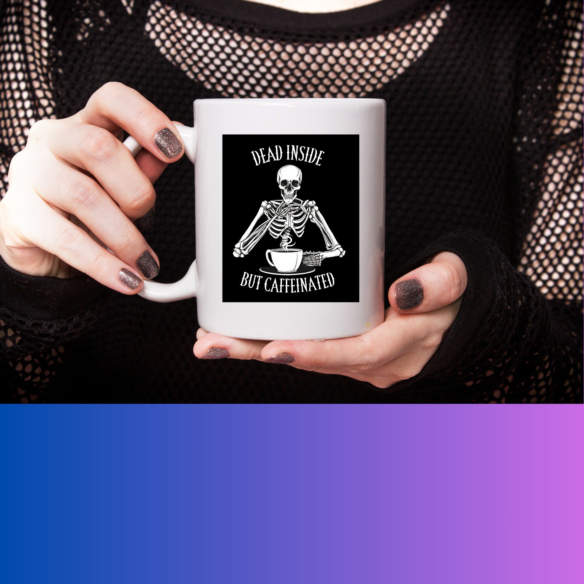 Dead Inside but Caffeinated Png Jpg SVG SKELETON Drinking - Etsy