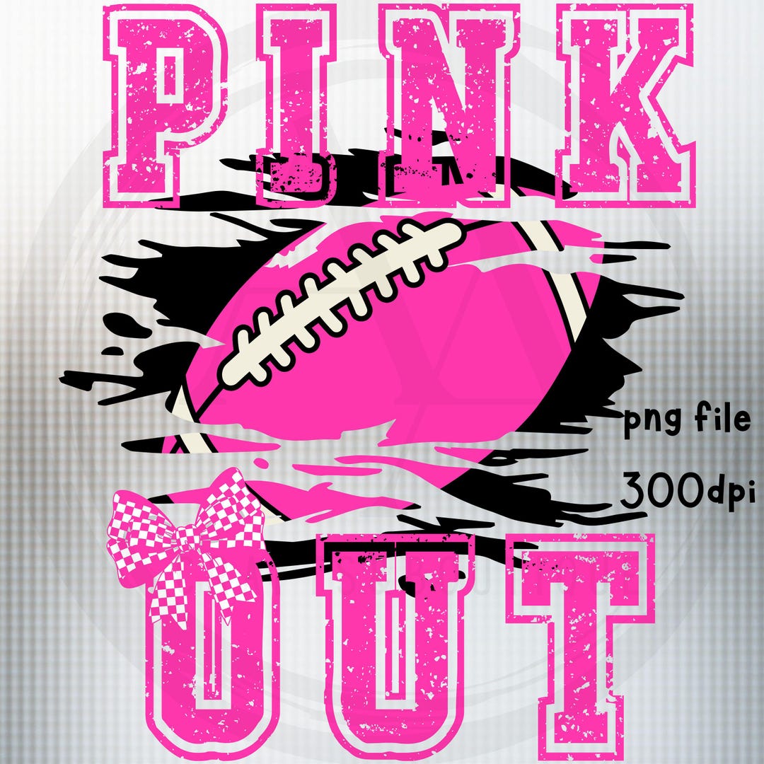 Pink Out Football Png | Breast Cancer Awareness Png | Pink Bow Football ...