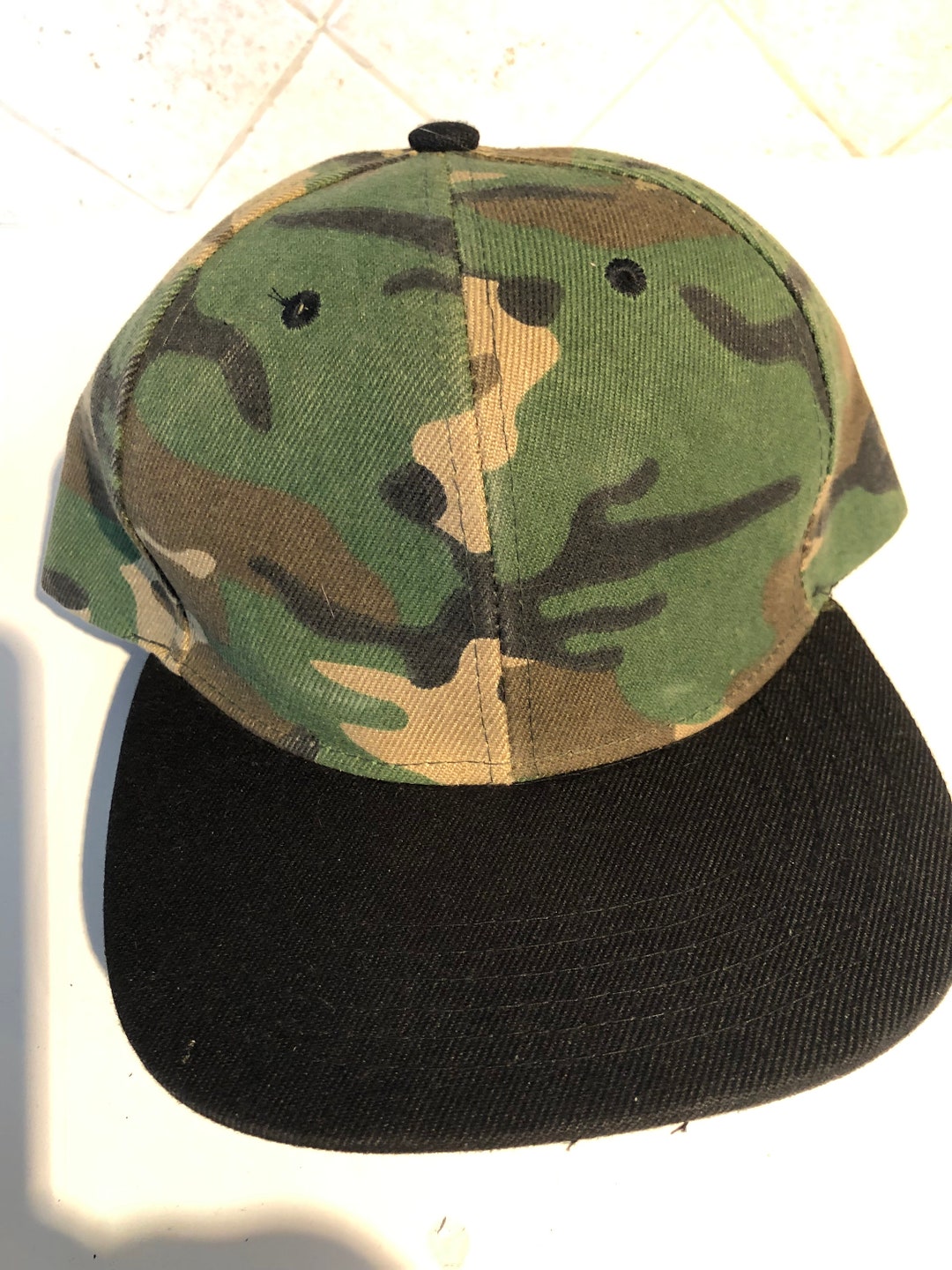 Green Camouflage Baseball Hat With Black Rim - Etsy