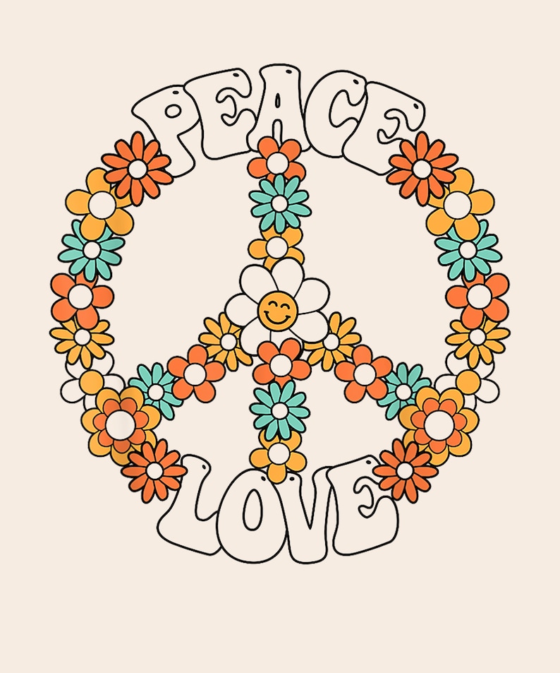 Peace Sign Love 60s 70s Costume Groovy Hippie Theme Party Gift PNG - Etsy