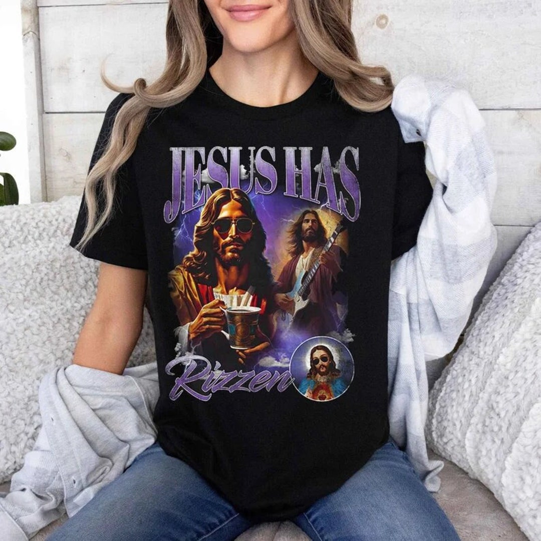 Jesus Has Rizzen White Vintage 90s Shirt, Funny Jesus Shirt, Humor ...