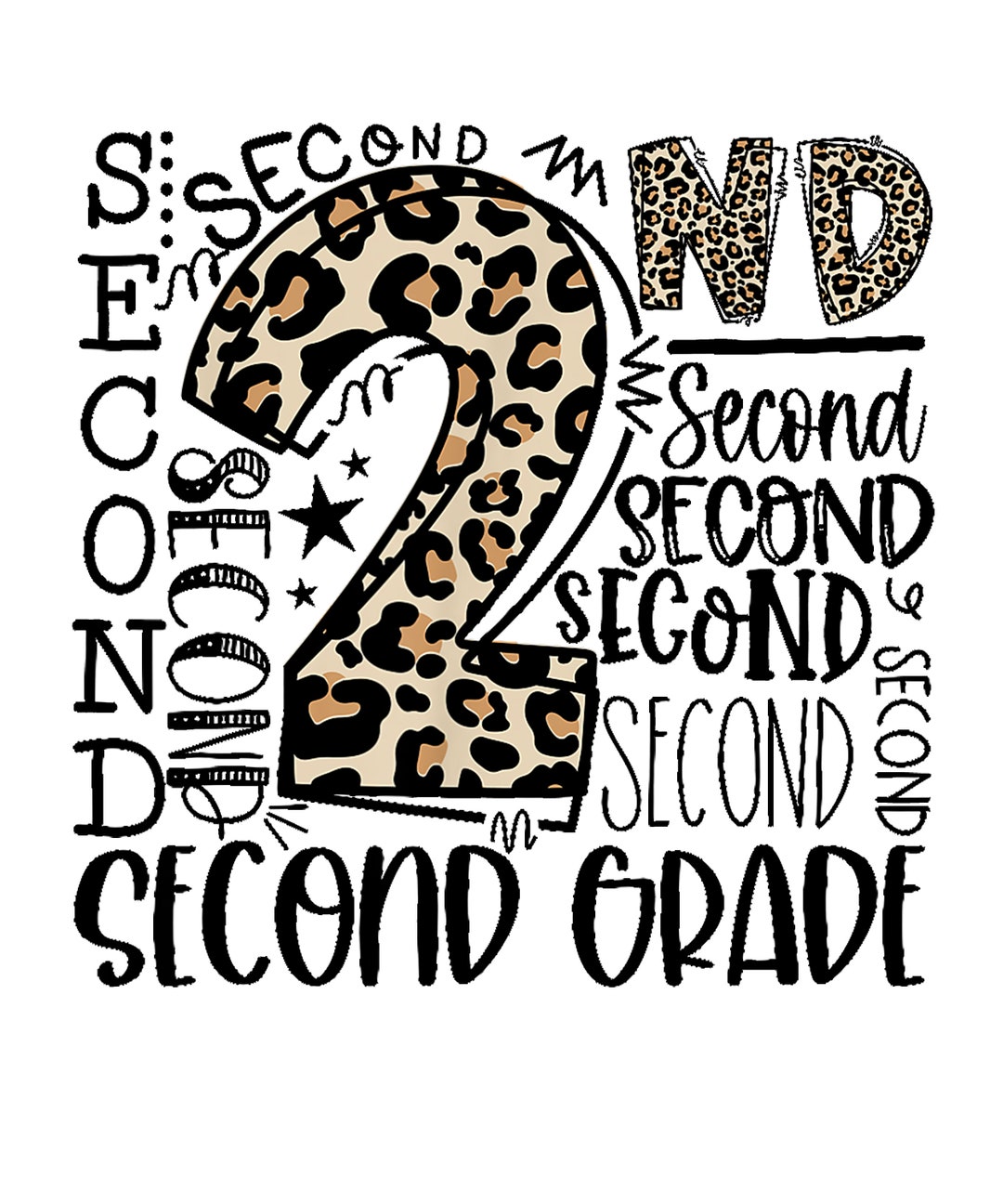 2nd Grade Typography Second Grade Teacher Back to School PNG - Etsy